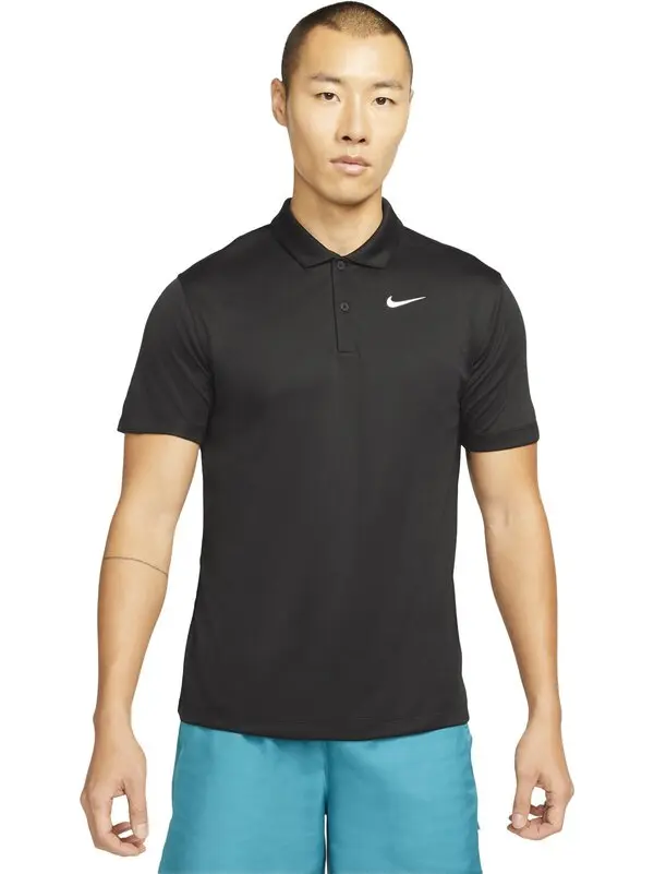 Nike Solid Color Buckle Short Sleeve Polo Black Polo Shirt - Multi-color