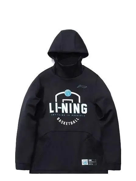 LI-NING Sports Basketball Series Pullover Hoodie - Black/white/blue