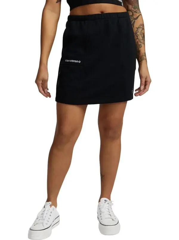 CONVERSE Wordmark Knit French Terry Skirt - Black