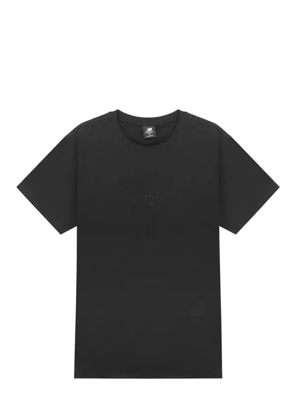 NEW BALANCE Logo Embroidered Knit Sports Round Neck Short Sleeve Couple Style - Black