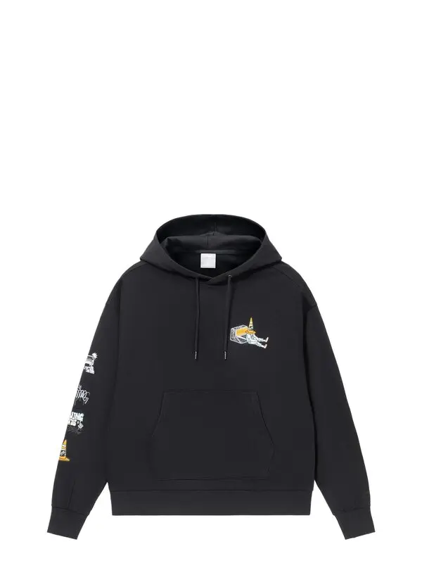 LI-NING Skateboard Series Pullover Hoodie With Graphic Print - Black/white
