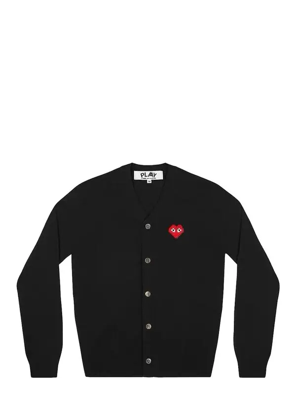 Play Comme Des Garcon Cardigan With Invader Emblem - Black