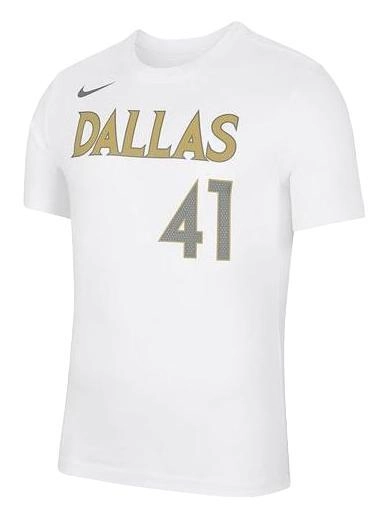 Nike Nba Basketball Sports Short Sleeve Dallas Mavericks 41 - White