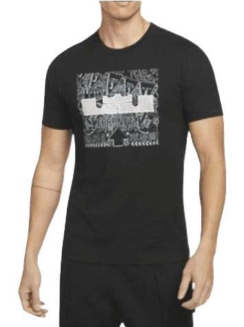 Nike Lebron Pattern Printing Knit Casual Short Sleeve Black - Multi-color