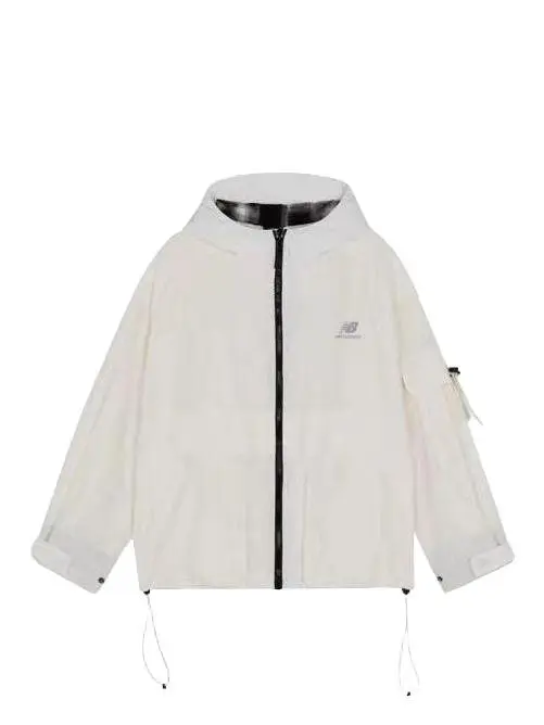 NEW BALANCE Logo Printing Woven Hooded Jacket - White