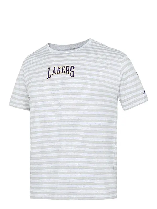 Nike Stripe Alphabet Printing Round Neck Pullover Short Sleeve Lakers T-shirt - White