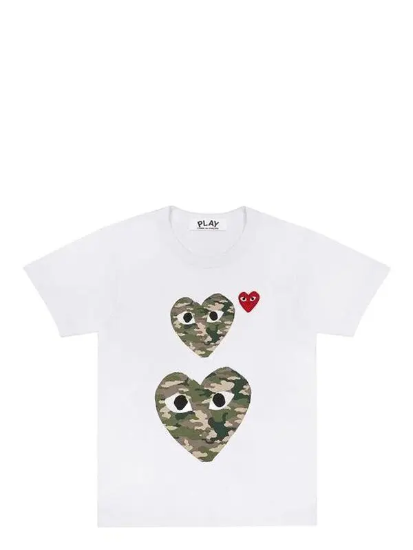 Play Comme Des Garcon Camouflage Large Short Sleeve - White