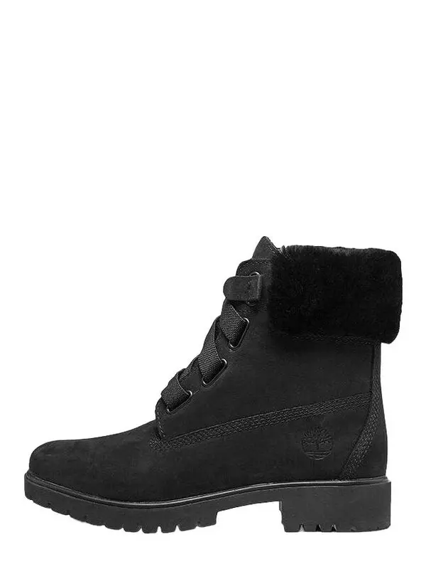 Timberland Jayne 6 Inch Waterproof Nubuck Boots With Fur Trim - Black