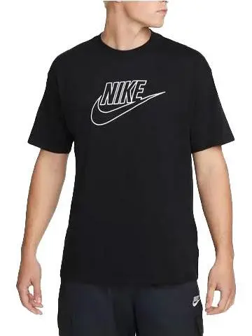 Nike Logo Printing Loose Round Neck Pullover Short Sleeve Black T-shirt - Default Color