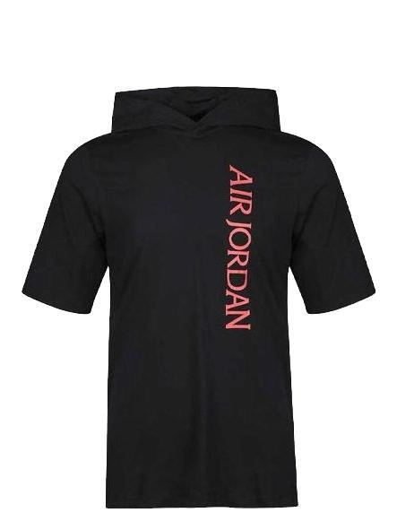 JORDAN Short Sleeve Hooded Top - Black