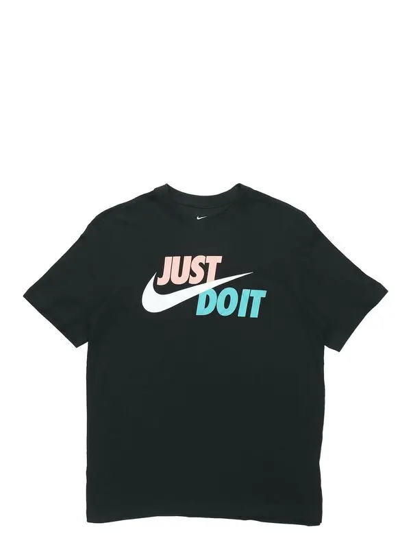 Nike Just Do It Contrasting Colors Alphabet Printing Round Neck Short Sleeve - Black