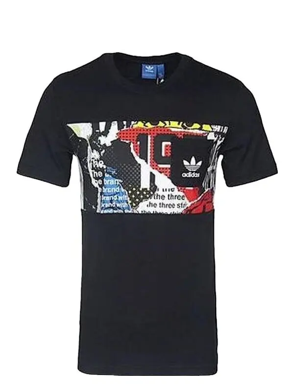 Adidas Originals Design Alphabet Printing Round Neck Pullover Short Sleeve Black T-shirt - Default Colorway