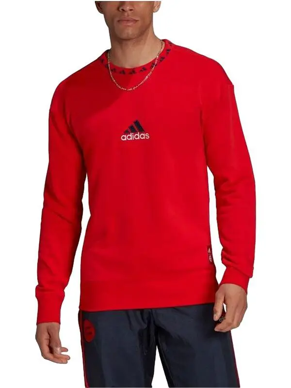 Adidas Bayern Munich Pattern Crewneck Sweatshirt - Red