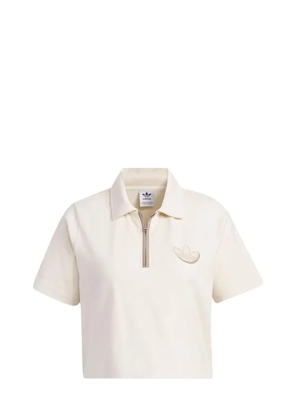 Adidas Originals Sportswear Cropped Zip Polo - Beige/multi-color