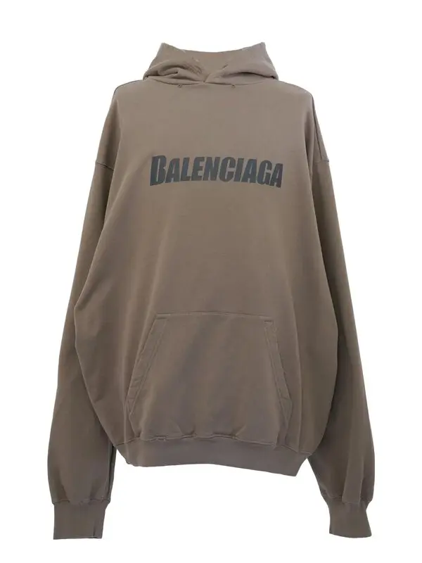 Balenciaga Logo Hoodie - Taupe/black