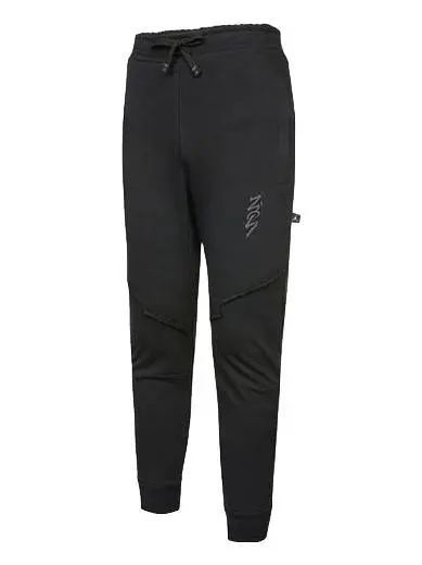 JORDAN Zion Performance Alphabet Embroidered Solid Color Bundle Feet Sports Pants - Black