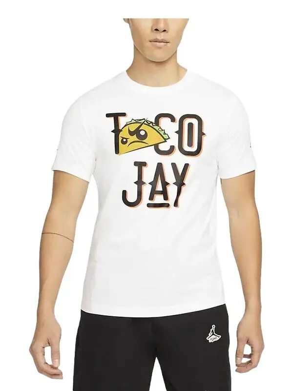 JORDAN Alphabet Cartoon Printing Round Neck Short Sleeve White T-shirt - Default Color