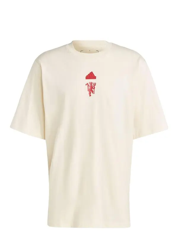 Adidas Manchester United Lfstlr Oversized T-shirts 'white Red - White/red