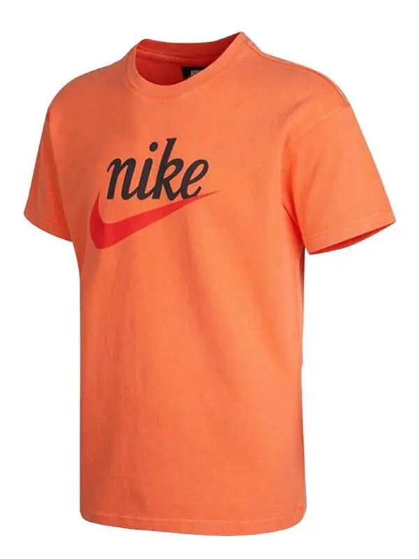 Nike Heritage Essentials Logo Printing Knit Sports Short Sleeve Orange T-shirt - Multi-color