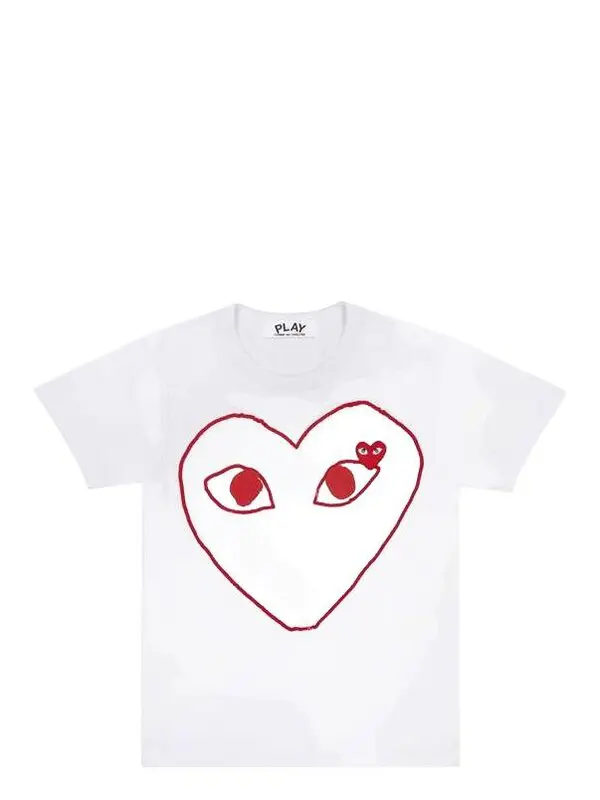 Play Comme Des Garcon Outline Heart T-shirt - White