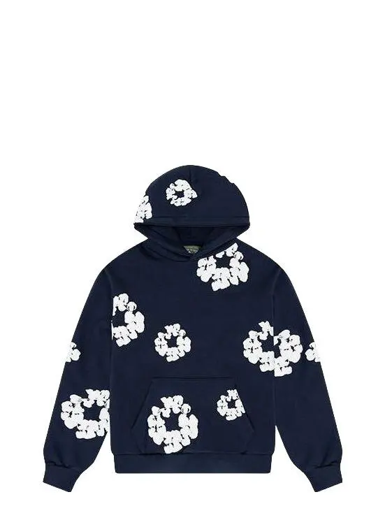 DENIM TEARS Cotton Wreath Logo Hoodie - Navy/white