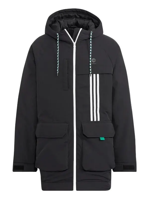 Adidas Neo Hooded Down Parka With Zipper And Stripe Detailing - Default Colorway