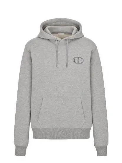 Dior Embroidered Logo Hoodie - Grey