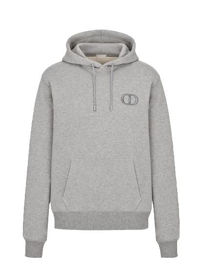 Dior Embroidered Logo Hoodie - Grey