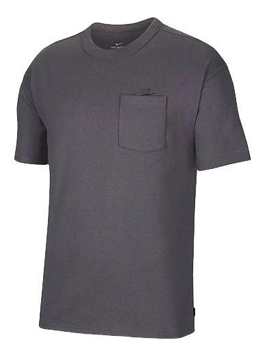 Nike Essential Pocket Embroidered Logo Sports Round Neck Short Sleeve Dark Grey T-shirt - Multi-color