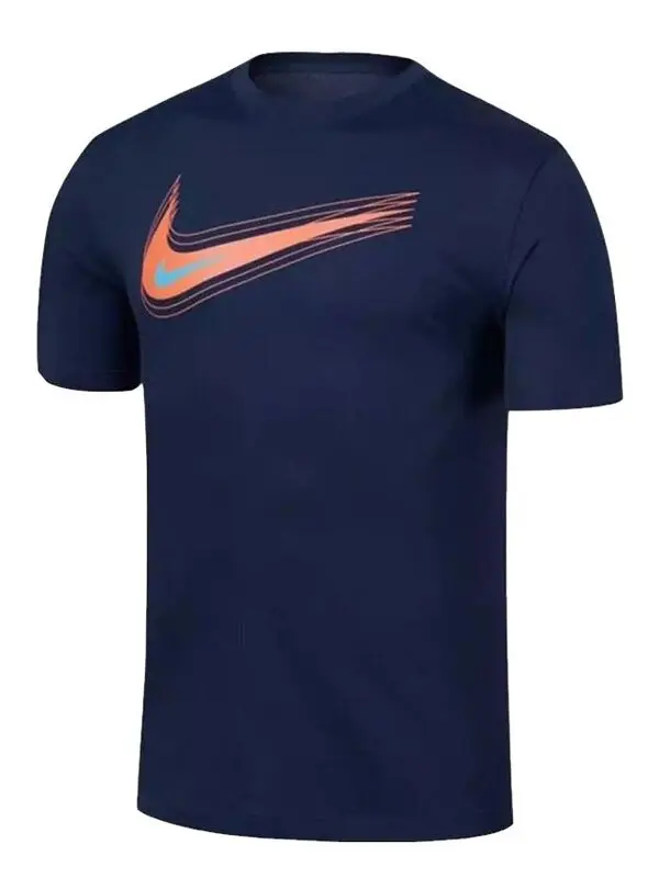 Nike As Tee Swoosh 12 Month Causual Sports Ventilate Logo Male Green - Navy