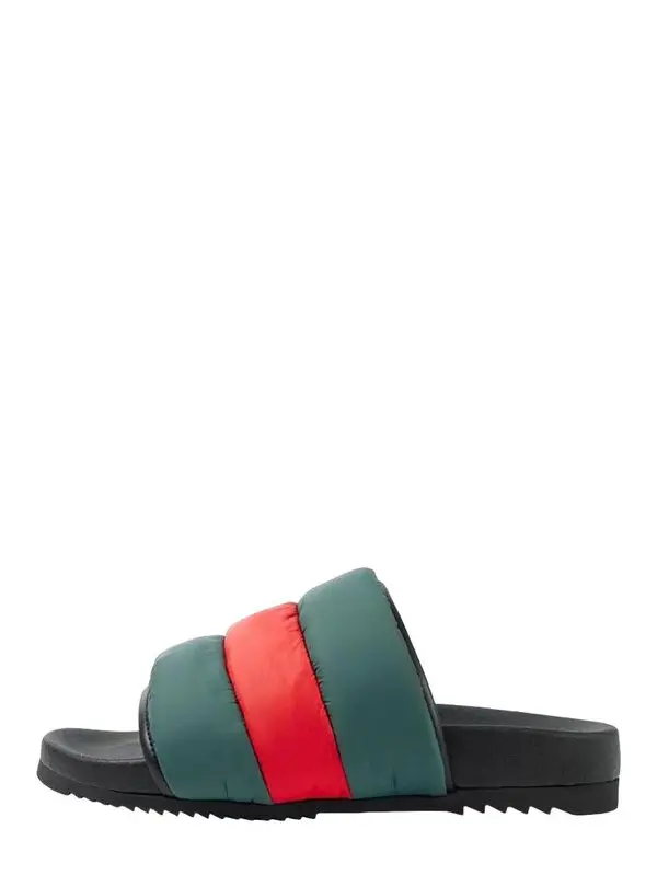 Gucci Padded Web Slide Sandals - Black/red/green