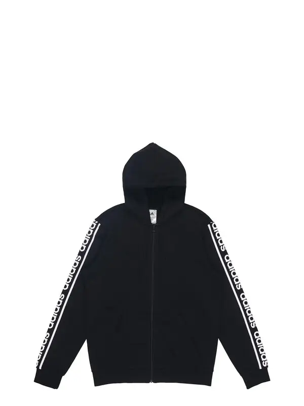 Adidas Sporty Casual Zip-up Hoodie With Logo Detail - Black