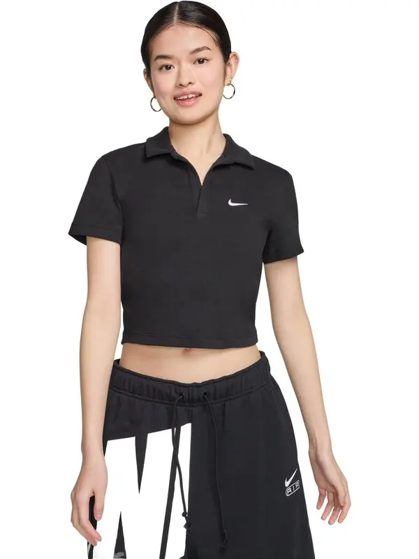 Nike Essential Cropped Polo Shirt - Black/white