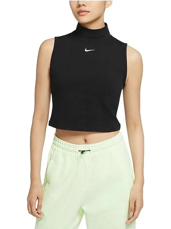 Nike Essentials High Neck Cropped Vest - Black