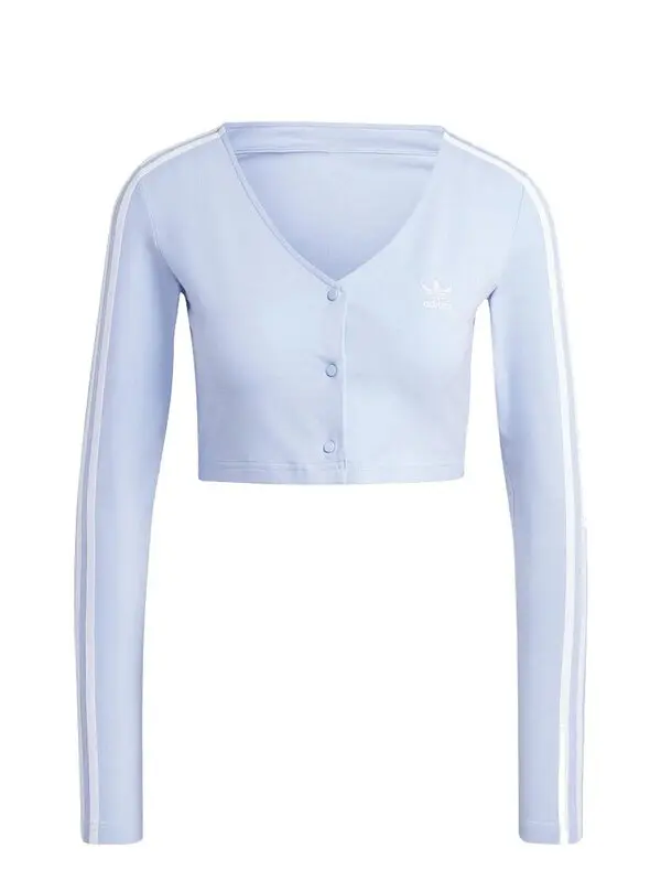 Adidas Adicolor Classics 3-stripes Long Sleeve Cropped Polo - Blue