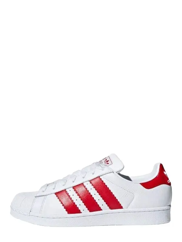 Adidas Superstar Sneakers With Scarlet Stripes - White