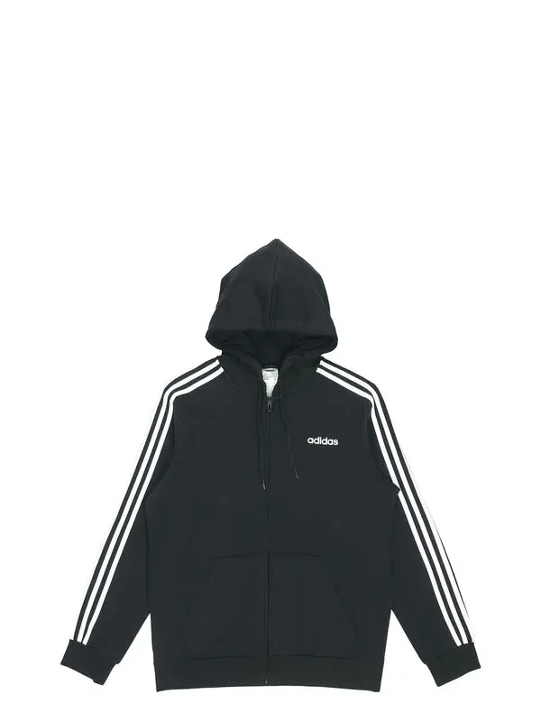 Adidas 3-stripes Full Zip Fleece Hoodie - Black