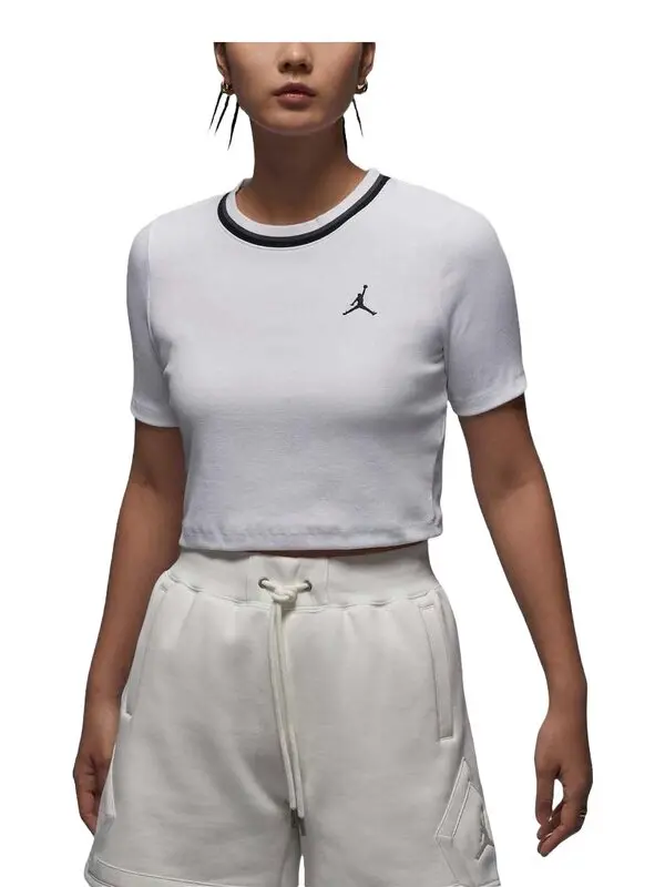 JORDAN Knit Crop T-shirt - White/black