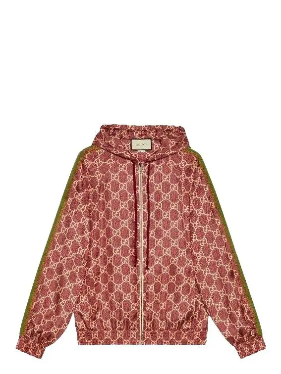 Gucci Gg Supreme Print Silk Jacket - Red