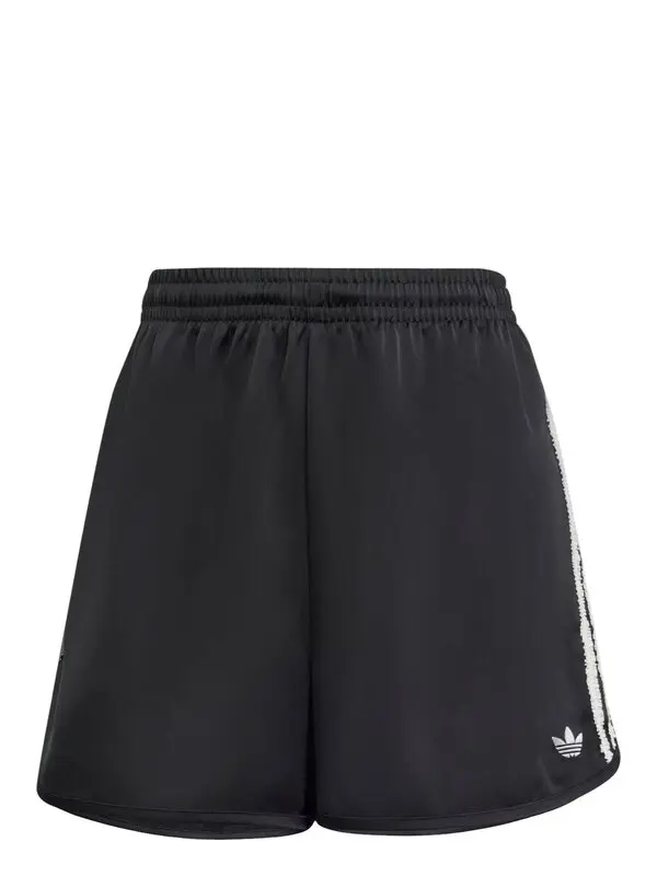 Adidas Satin Shorts With Ruffle And 3-stripes Detail - Black