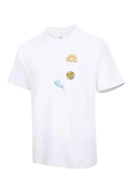 Nike Cartoon Pattern Printing Round Neck Short Sleeve White T-shirt - Default Color
