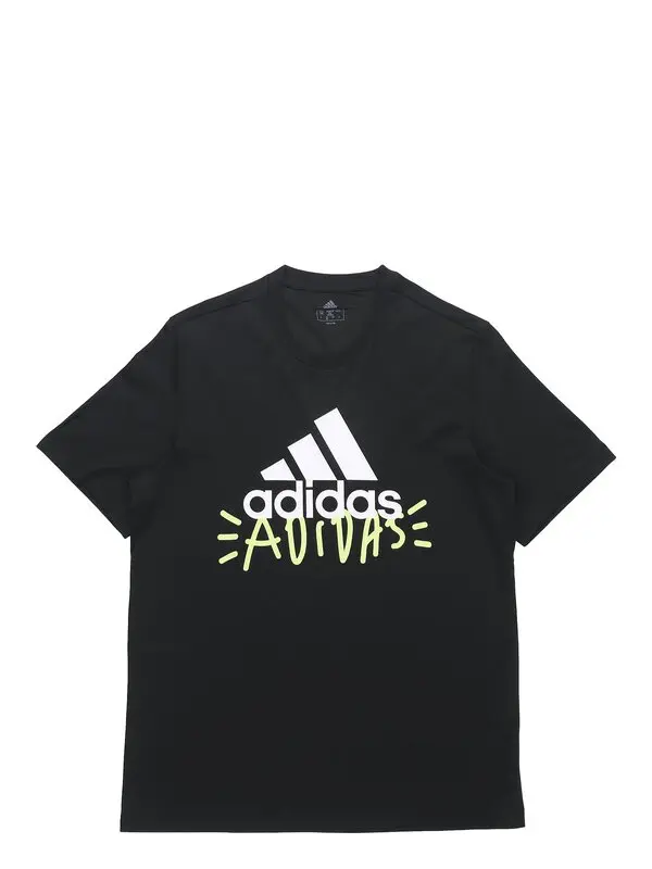 Adidas Logo Printing Round Neck Pullover Sports Short Sleeve - Black