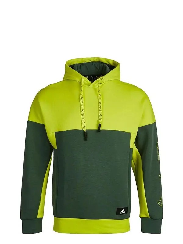 Adidas Colorblock Knit Hoodie With Graphic Detail - Green