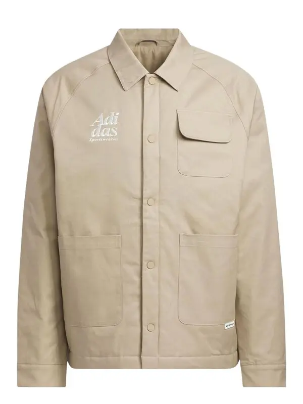 Adidas Padded Jacket With Small Logo Detail - Tan