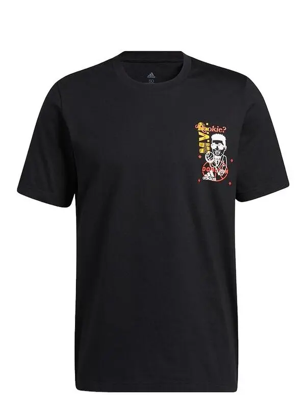 Adidas Don Avt. Rook Basketball Sports Printing Round Neck Short Sleeve - Black