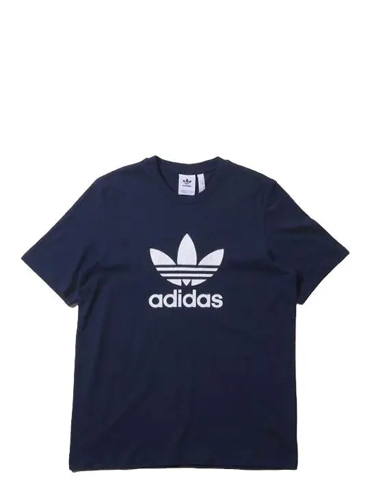 Adidas Originals Trefoil Tee Colleage Alphabet Printing Breathable Short Sleeve Blue - Navy