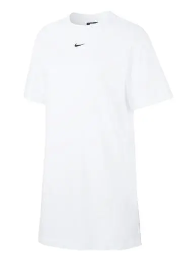 Nike Essential Logo Embroidery Knitted Short Sleeve Dress - White