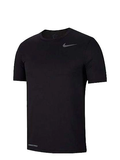 Nike Pro Solid Color Casual Printing Round Neck Pullover Short Sleeve - Black