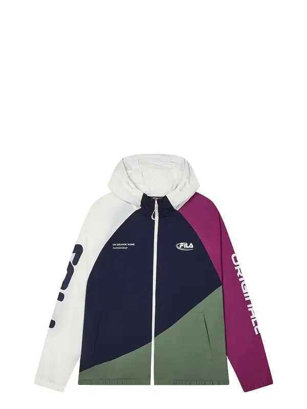 FILA Originale Collection Zip-up Hooded Jacket - White/navy/purple