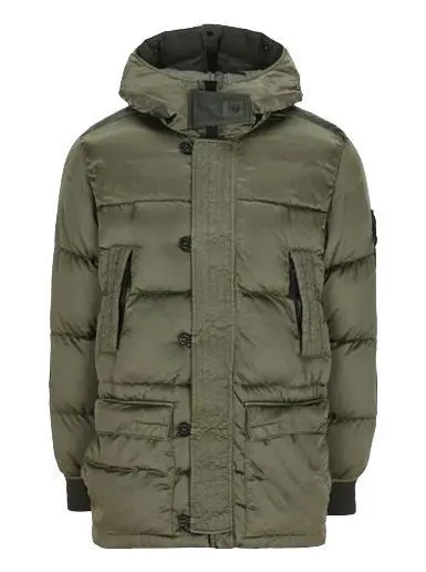 Stone Island Water Repellent Hooded Down Puffer Jacket - Green